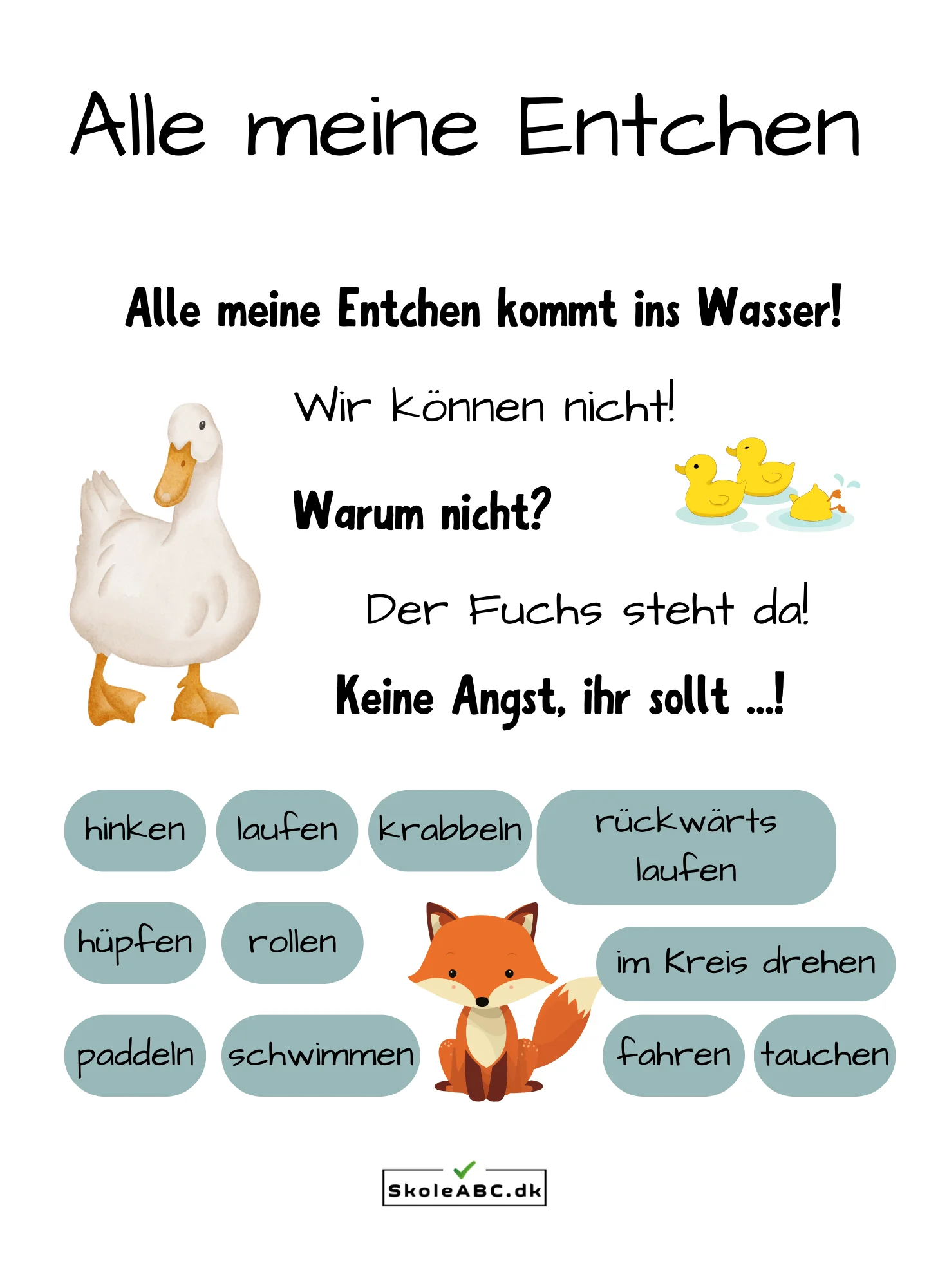 Alle meine Entchen - Alle mine Kyllinger - SkoleABC.dk